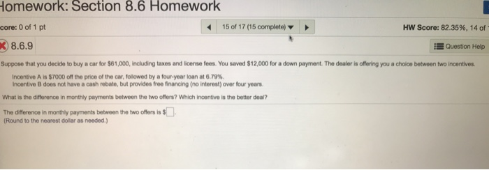 Solved Omework Section 8 6 Homework Core 0 Of 1 Pt 15 Of