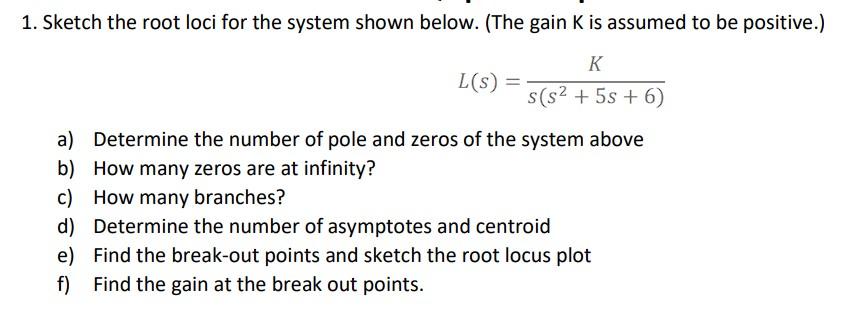 Solved 1. Sketch the root loci for the system shown below. | Chegg.com