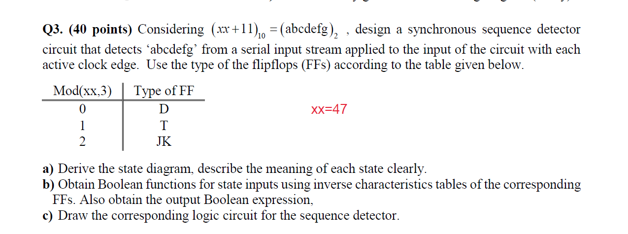 Solved Q3. (40 points) Considering (xx+11),0 = (abcdefg) , | Chegg.com