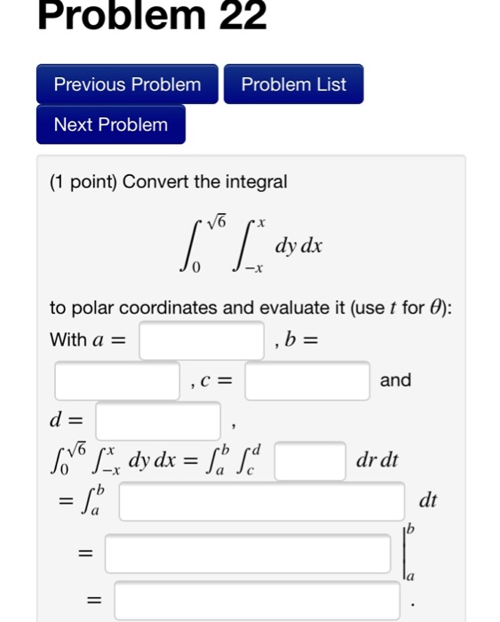 Solved Problem 22 Previous Problem Problem List Next Problem | Chegg.com Solved Problem 22 Previous Problem Problem List Next Problem | Chegg.com