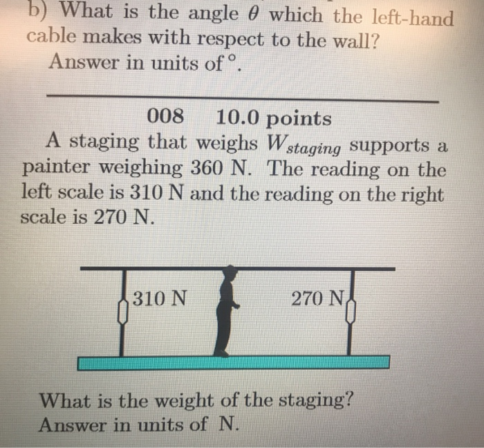 Solved b ) What is the angle θ which the left-hand cable | Chegg.com