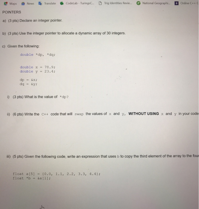 Solved 颼Maps 齿News 跞Translate ‘ Codel ab . Turing. D Trig | Chegg.com