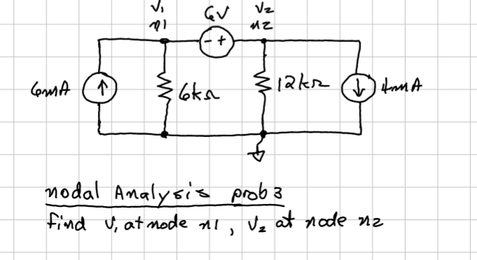 Solved nodal Analysis probs find v1 at node x1,v2 at node n2 | Chegg.com