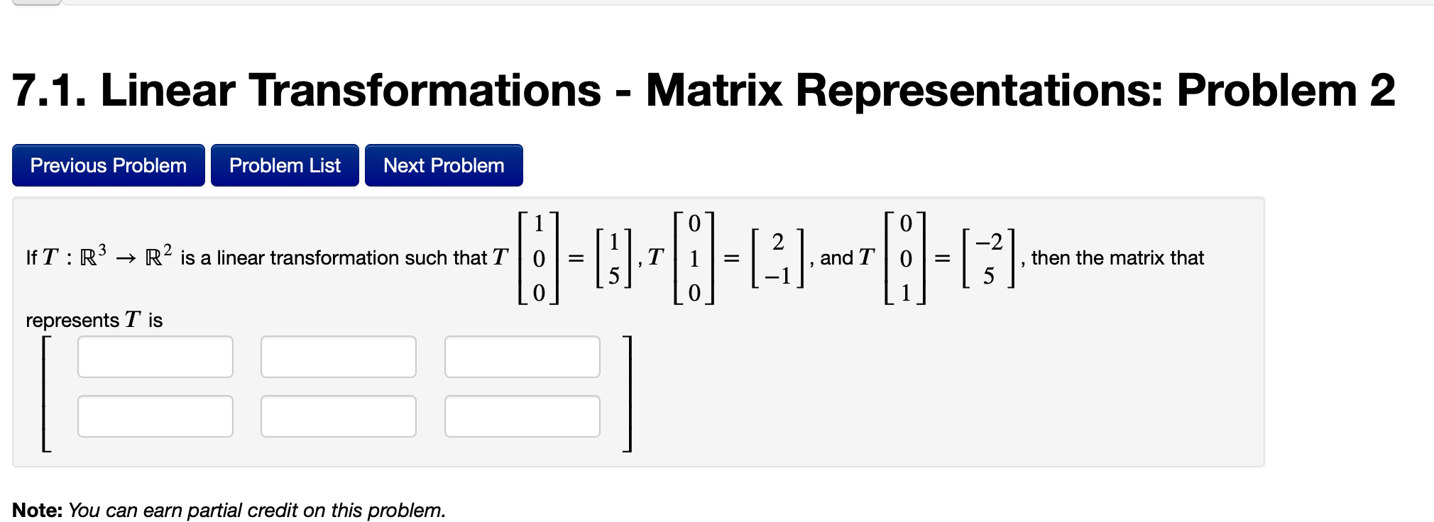 Solved 7.1. Linear Transformations - Matrix Representations: | Chegg.com