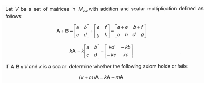 Solved Let V be a set of matrices in M_(2\times 2) ﻿with | Chegg.com