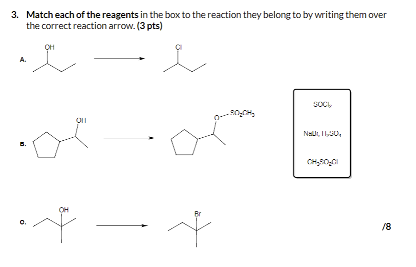 Solved Match each of the reagents in the box to the reaction | Chegg.com