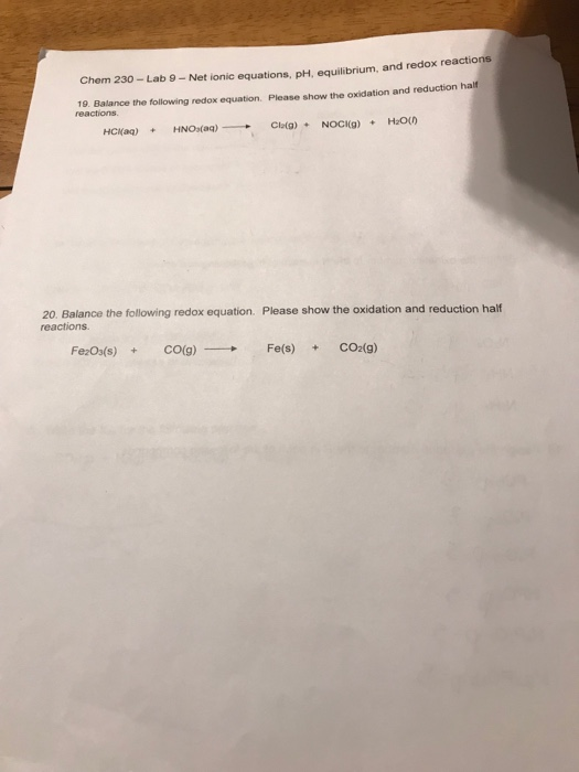 Solved Chem 230- Lab 9 - Net ionic equations, pH, | Chegg.com