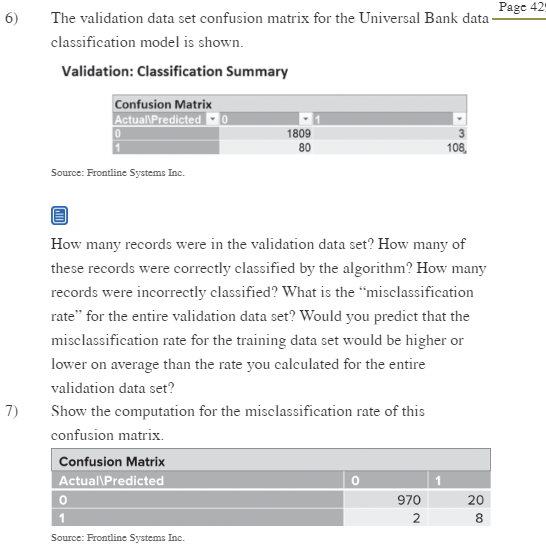 Solved Page 42 The Validation Data Set Confusion Matrix For
