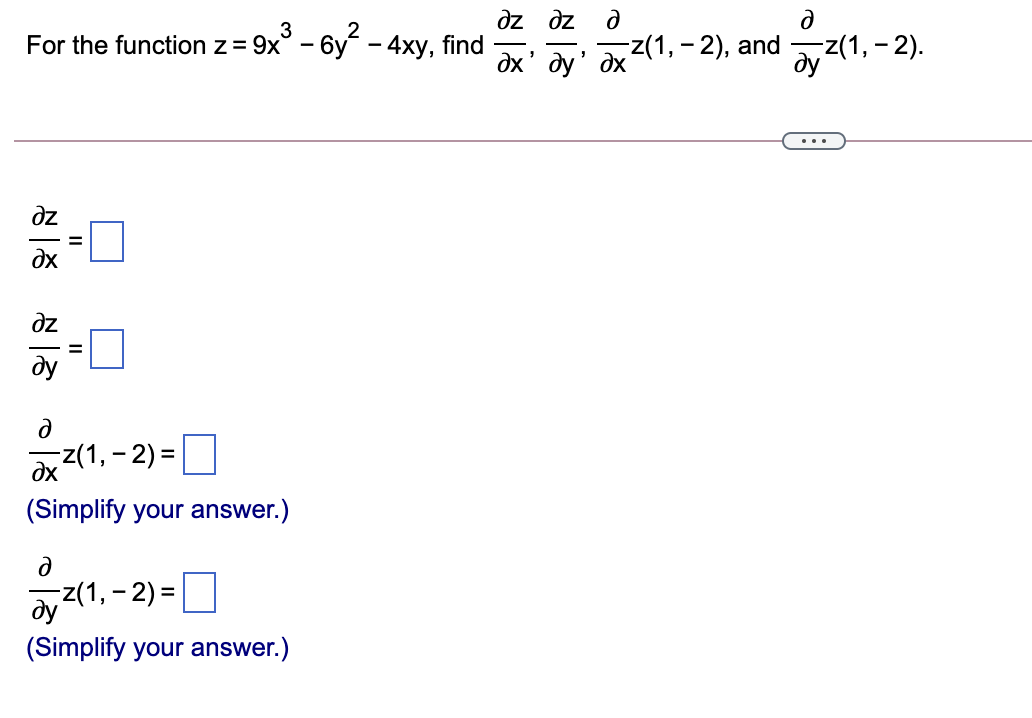 solved-for-the-for-the-function-z-9x-3-6y-2-4xy-d-dx-z-1-chegg