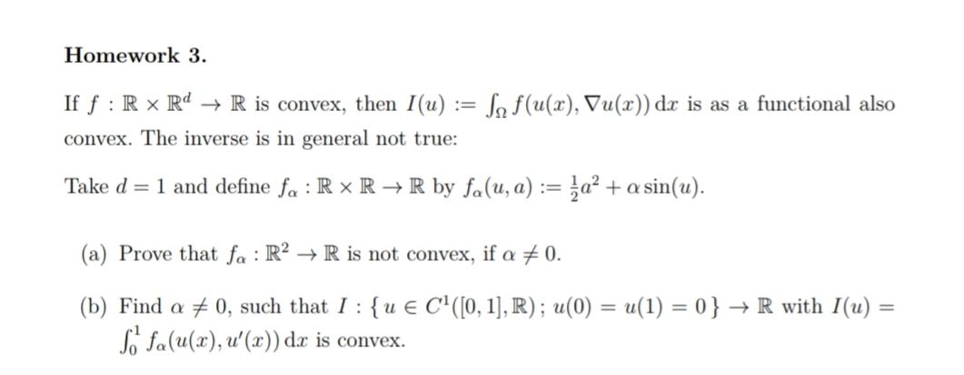 Homework 3. If f:R×Rd→R is convex, then | Chegg.com