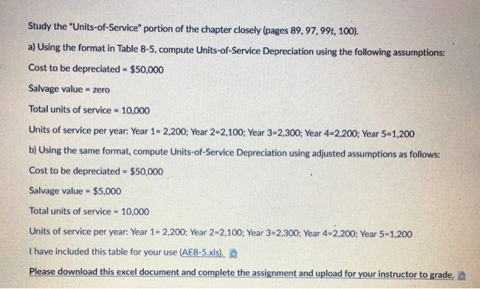 Solved Study the "Units-of-Service" portion of the chapter | Chegg.com
