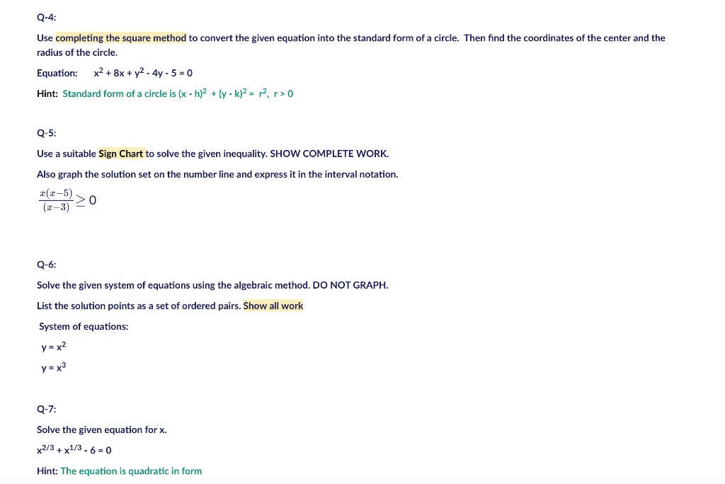 Solved Q-4: Use completing the square method to convert the | Chegg.com