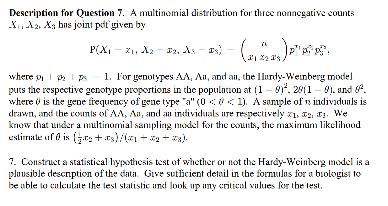 Solved Description for Question 7. A multinomial | Chegg.com