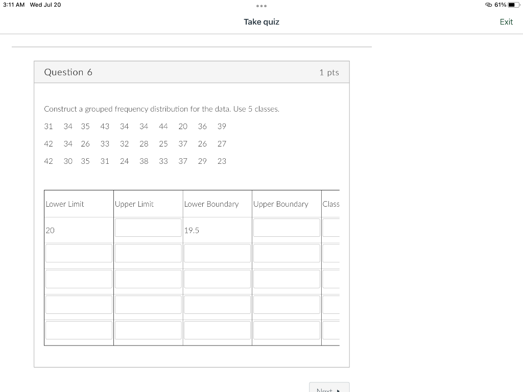 Solved Construct a grouped frequency distribution for the | Chegg.com