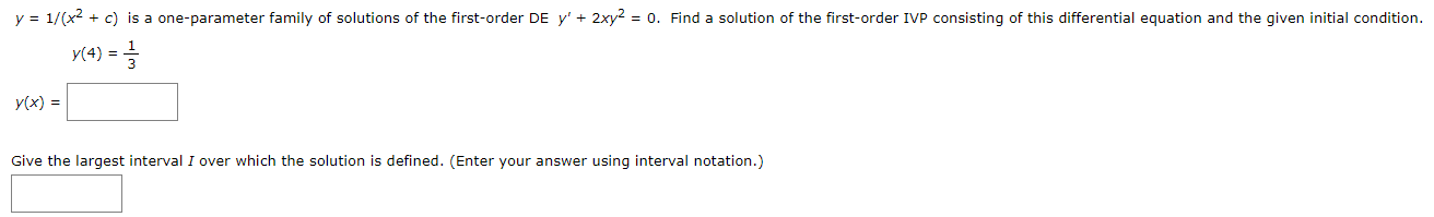 Solved y = 1/(x2 + c) is a one-parameter family of solutions | Chegg.com