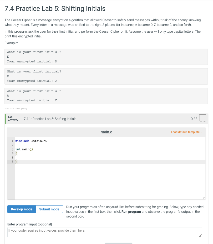 Solved 7.4 Practice Lab 5: Shifting Initials The Caesar | Chegg.com