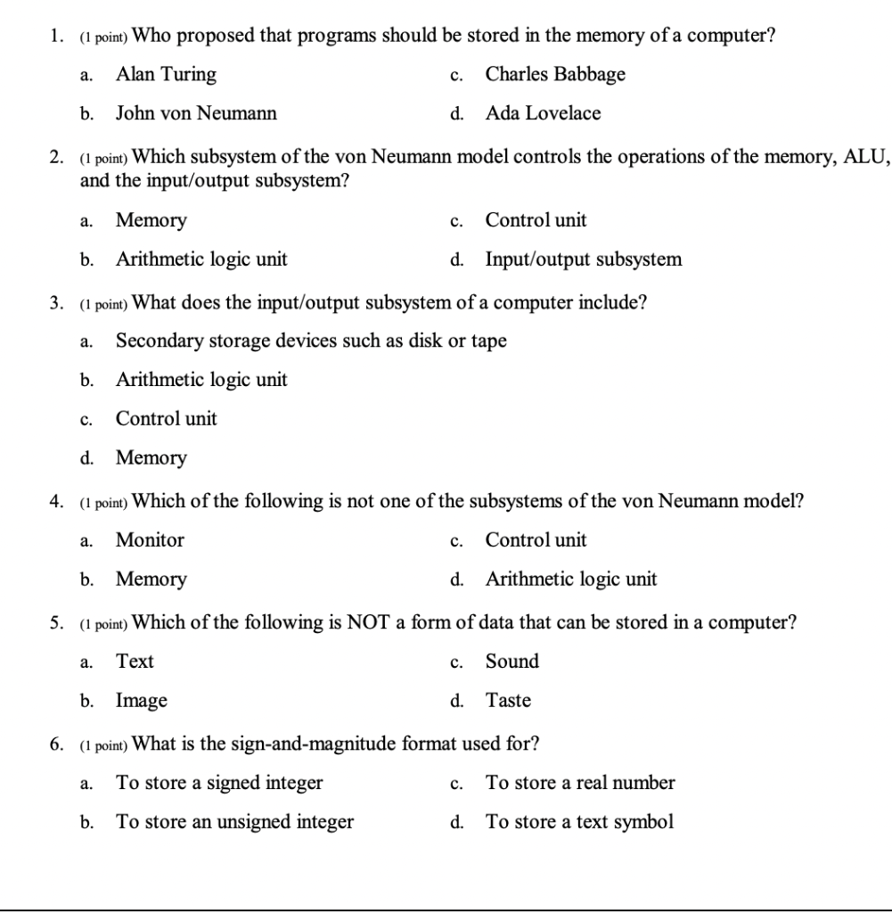 Solved 1. (1 point) Who proposed that programs should be | Chegg.com