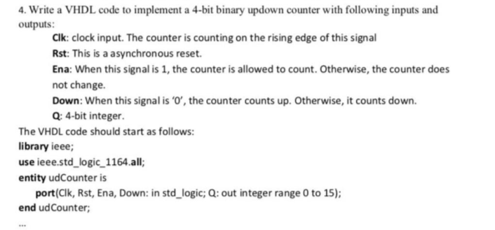 Solved 4 Write A Vhdl Code To Implement A 4 Bit Binary