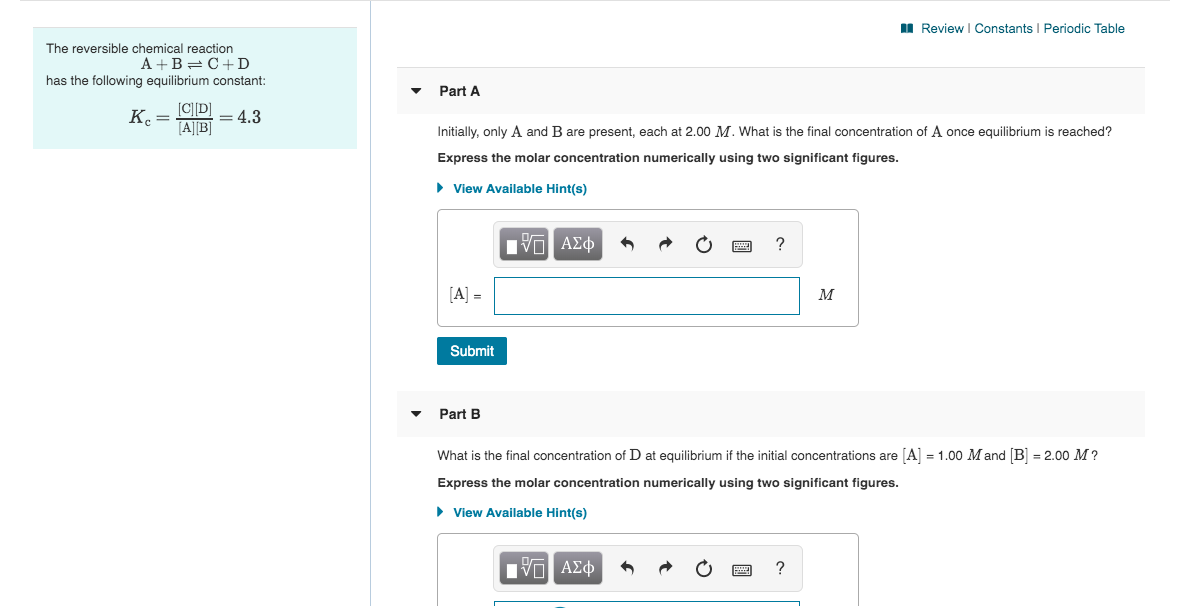 Solved Review | Constants Periodic Table The reversible | Chegg.com