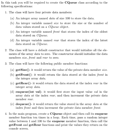 Solved In this task you will be required to create the | Chegg.com