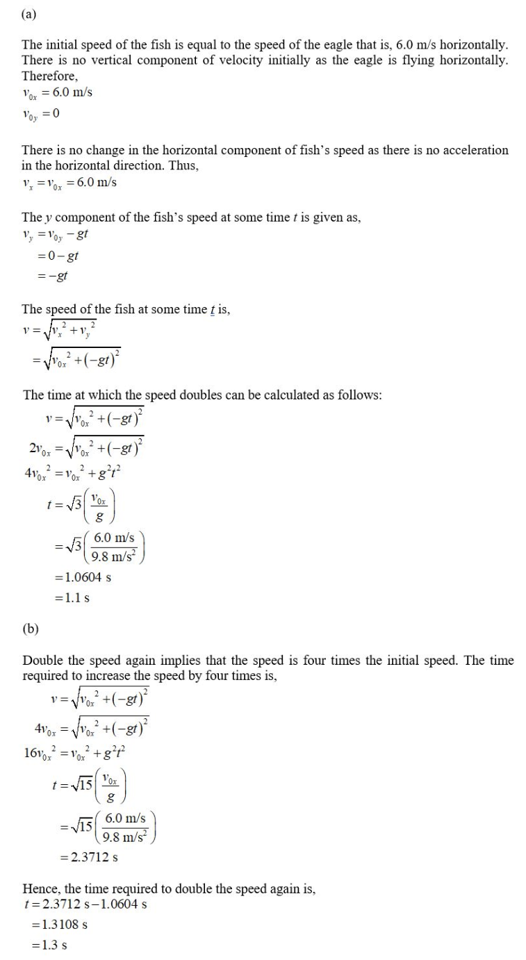 Solved The initial speed of the fish is equal to the speed | Chegg.com