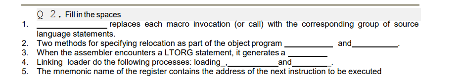Solved Q2. Fill in the spaces 1. replaces each macro | Chegg.com