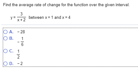 Solved Find the average rate of change for the function over | Chegg.com