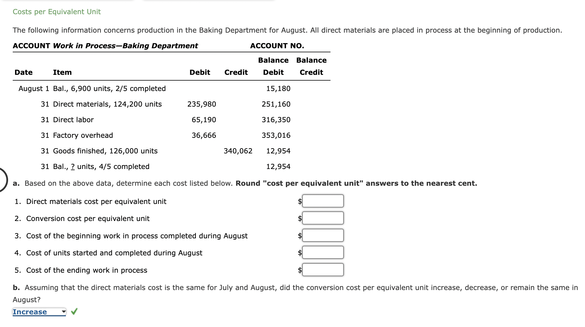 Solved Costs per Equivalent Unit The following information | Chegg.com