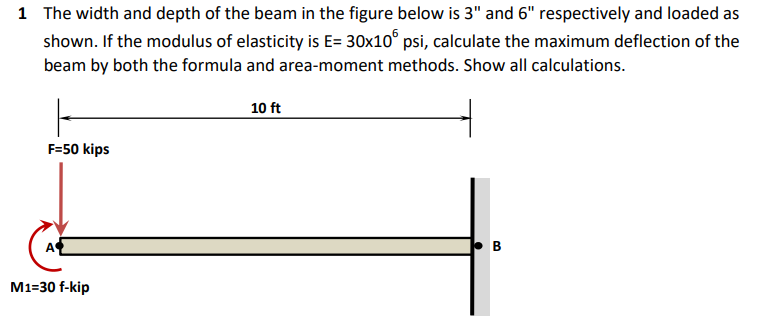 Solved 1 The width and depth of the beam in the figure below | Chegg.com
