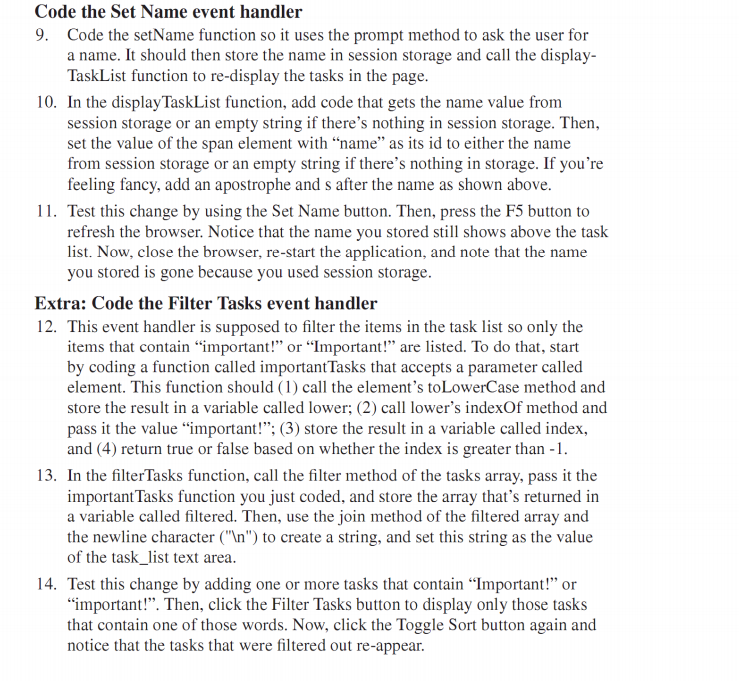 Exercise 9-1 Enhance the Task Manager application | Chegg.com
