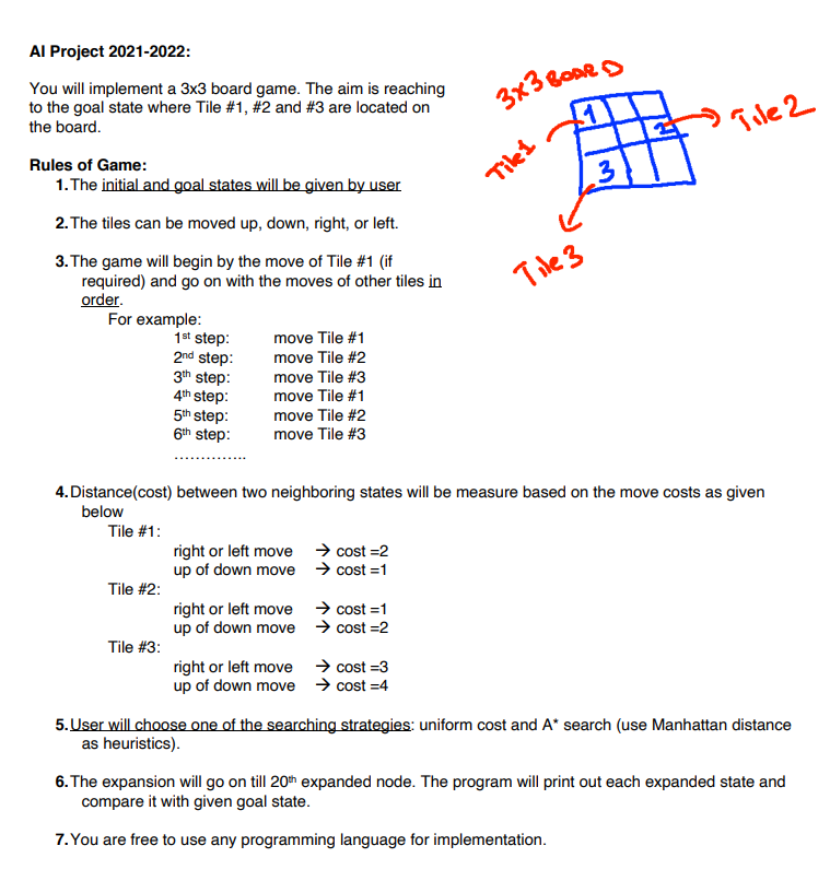 Solved Al Project 2021-2022 You will implement a 3x3 board | Chegg.com