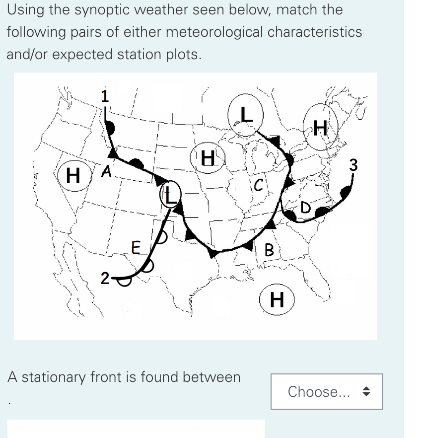 Solved Using the synoptic weather seen below, match the | Chegg.com
