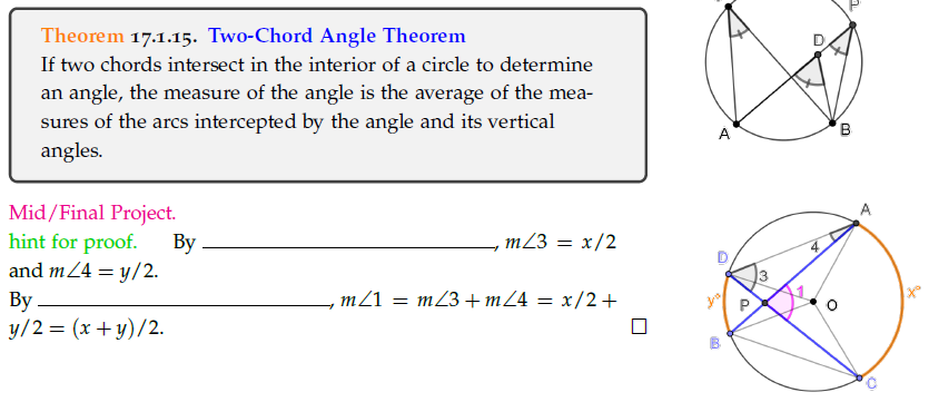 Solved Theorem 17.1.15. Two-Chord Angle Theorem If two | Chegg.com