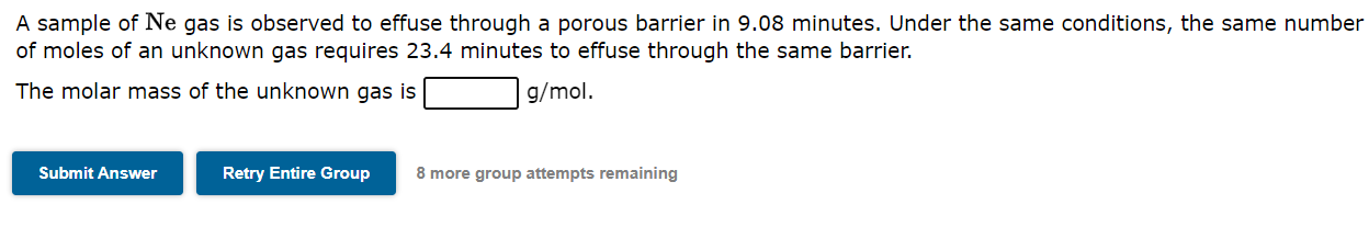Solved A sample of Ne gas is observed to effuse through a | Chegg.com
