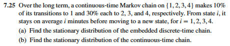 Solved .25 Over the long term, a continuous-time Markov | Chegg.com