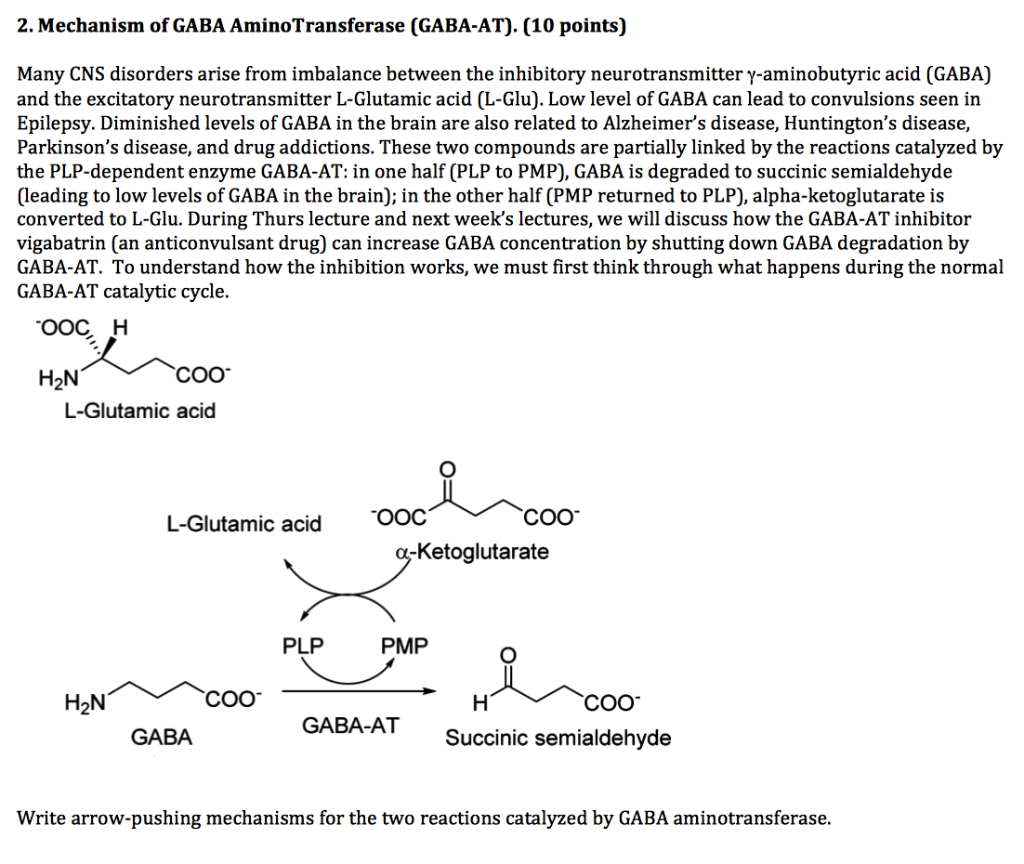 Solved 2. Mechanism of GABA AminoTransferase (GABA-AT). (10 | Chegg.com