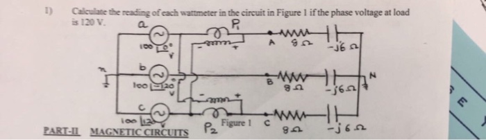 Solved Calculate the reading of each wattmeter in the | Chegg.com