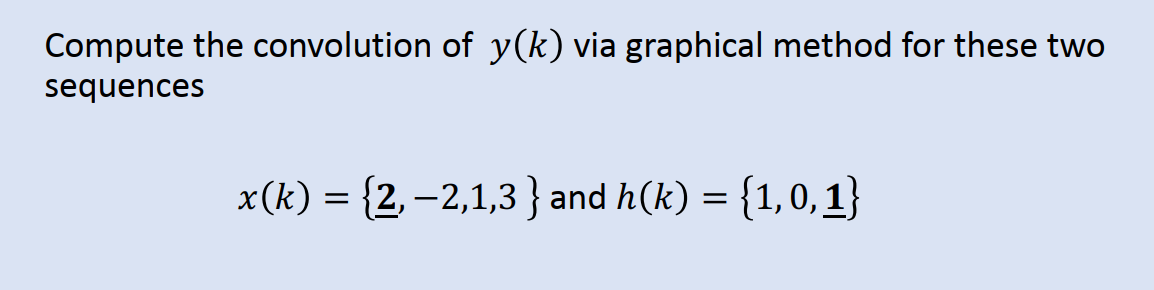 Solved Compute the convolution of y(k) via graphical method | Chegg.com