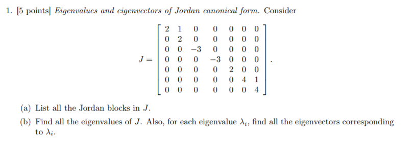 Solved 1 15 Pointsl Eigenvalues And Eigenvectors Of Jordan