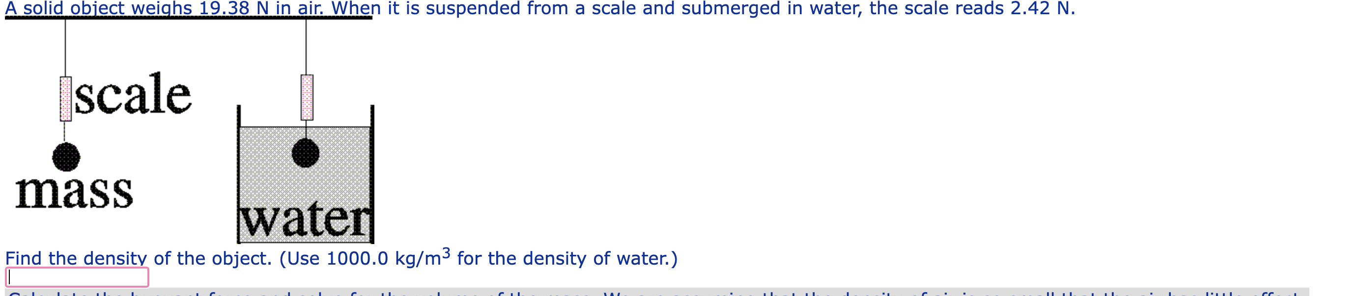 Solved by an EXPERT A solid object weighs 19.38 N in ﻿air. When it is | Chegg.com