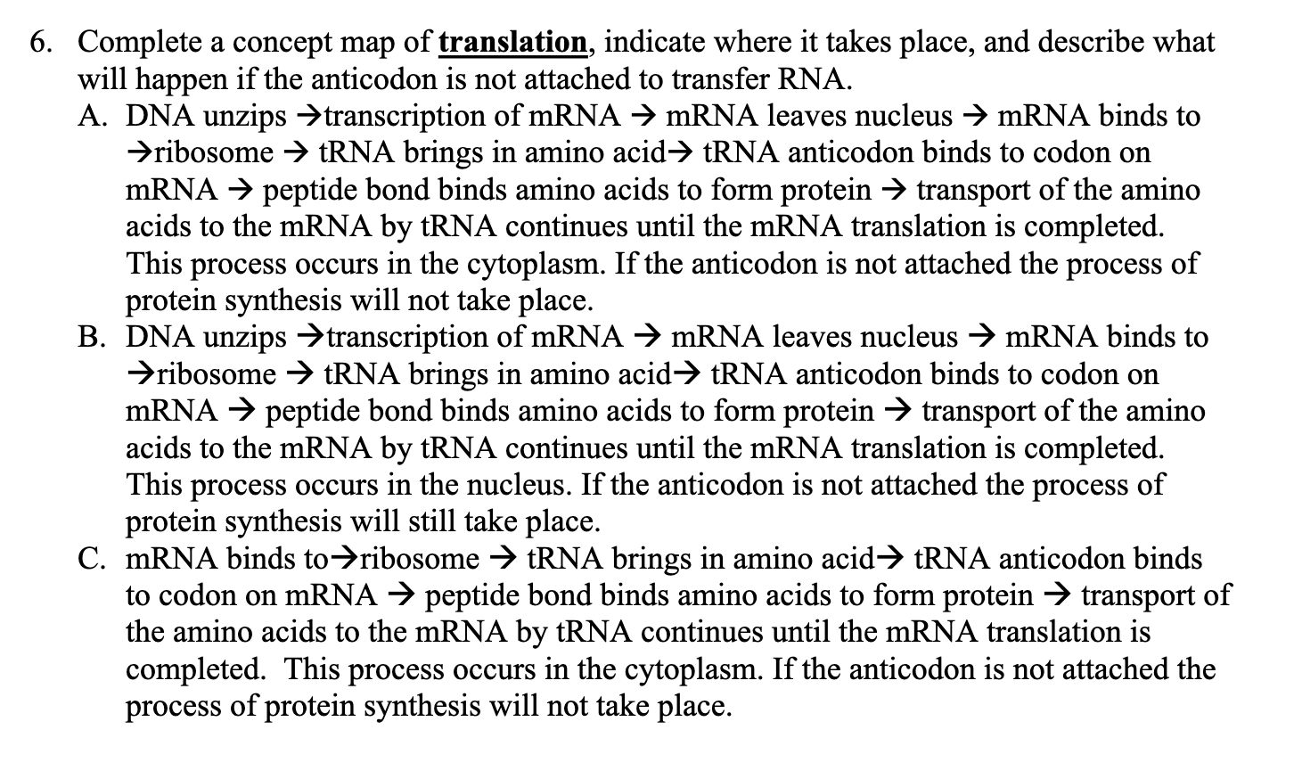 Solved 6. Complete a concept map of translation, indicate | Chegg.com