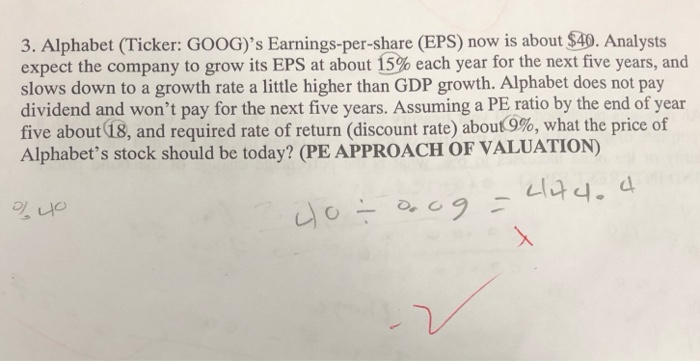 Solved 3. Alphabet (Ticker: GOOG)'s Earnings-per-share (EPS) | Chegg.com