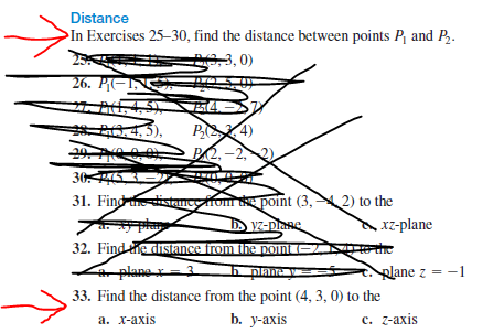 Solved Distance In Exercises 25-30, find the distance | Chegg.com