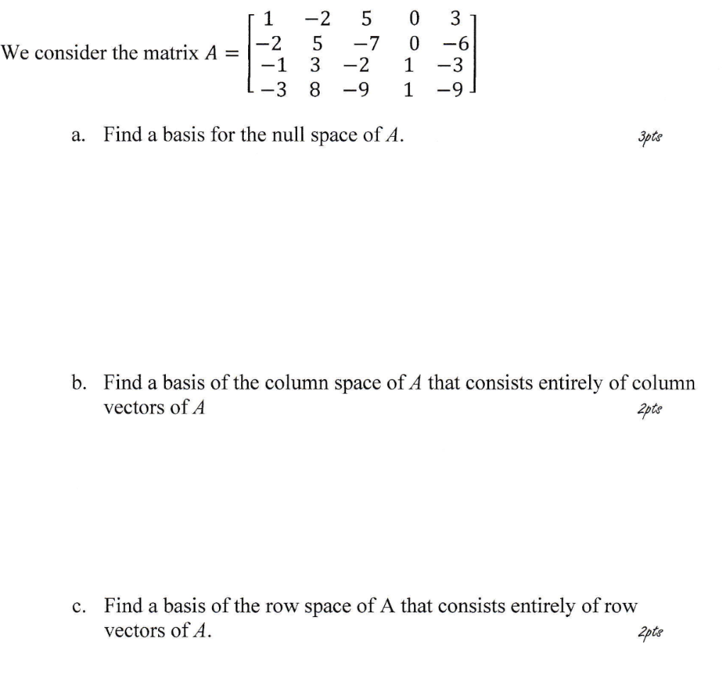 Solved consider the matrix | Chegg.com