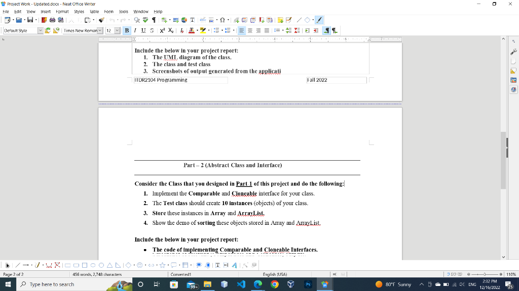 Solved Create a Java Project (with a class and a test class) | Chegg.com