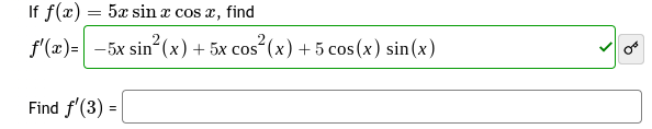 Solved f(x)=5xsinxcosx, find | Chegg.com