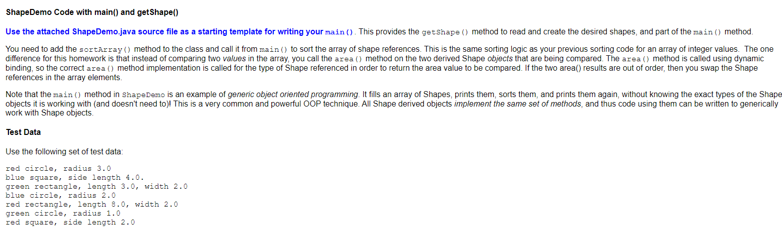 Solved class Shape. the following public methods: - public | Chegg.com