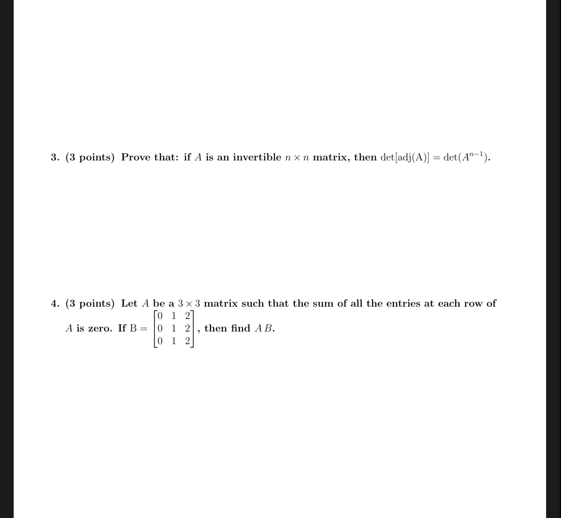 Solved (3 ﻿points) ﻿Prove that: if A is an ﻿invertible n×n | Chegg.com