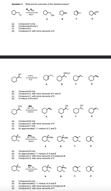 Solved What are the outcomes of the reactions below? Cl Na | Chegg.com