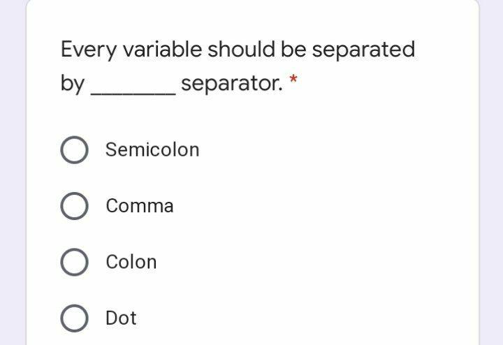 Solved Every variable should be separated by separator. * O | Chegg.com